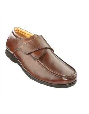 Brown | Extra-Wide Men?s Leather Adjustable Touch-Close Shoes | Expert ...